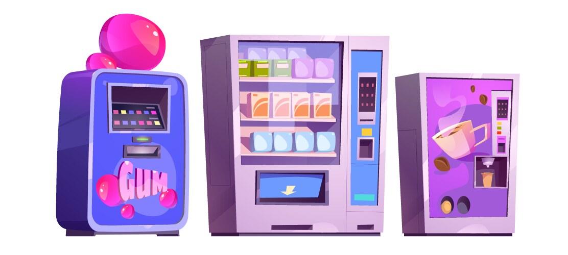 Cartoon vending machines with snacks automatic Vector Image