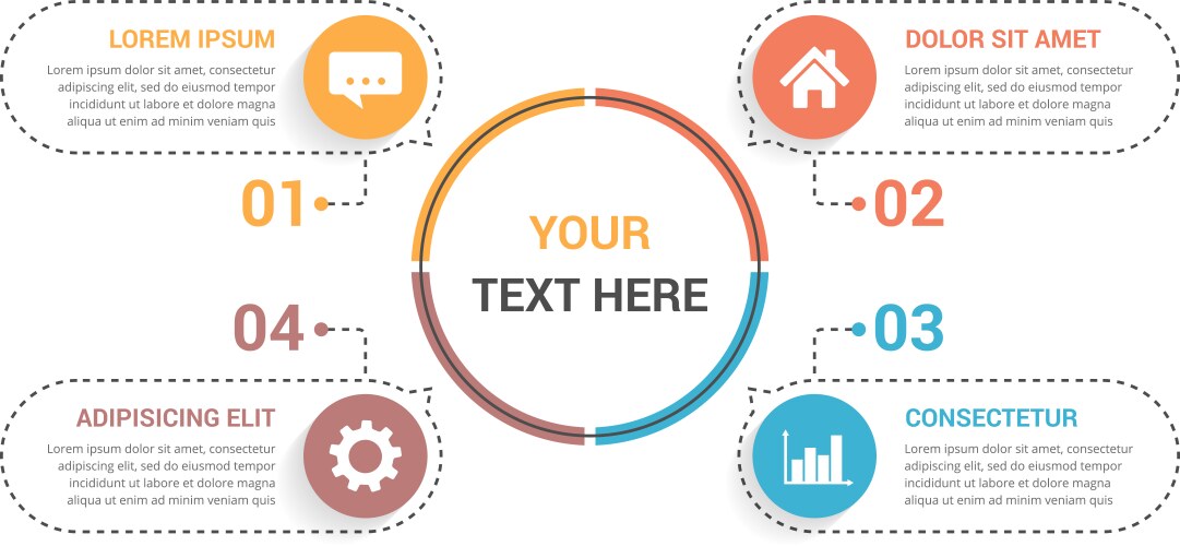 Diagram info graphics template 4 positions Vector Image