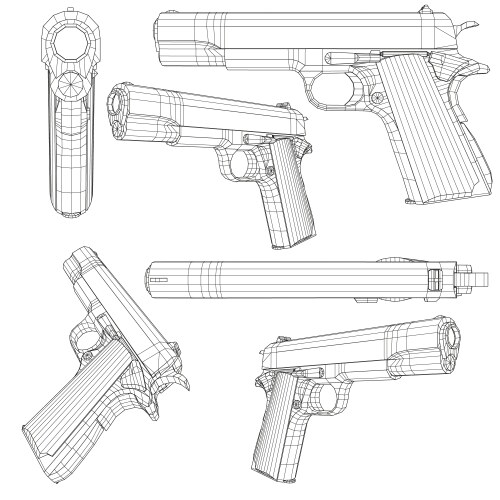 Gun Wireframe Vector Images (over 200)