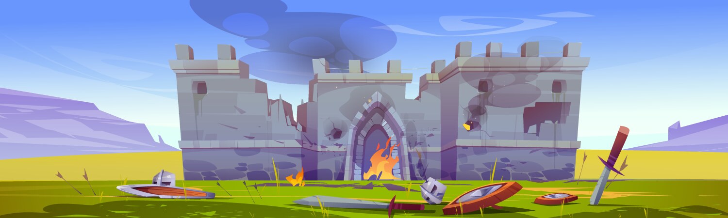 Empty medieval battle scene Royalty Free Vector Image