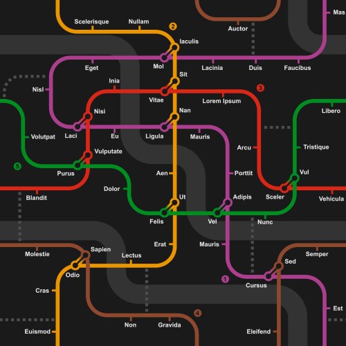 Fictional metro map in shape of heart Royalty Free Vector