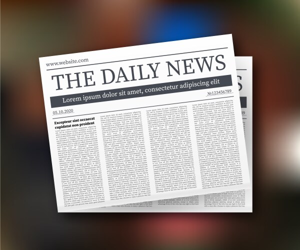 3d perspective blank opened newspaper mock up Vector Image