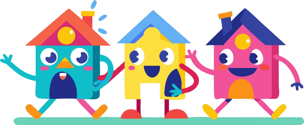Cheerful Cartoon Homes – Royalty-Free Vector | VectorStock