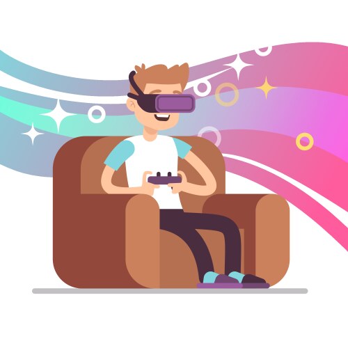 Cartoon people with virtual reality equipment men Vector Image