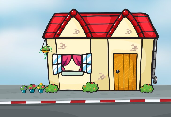 Simple cartoon house outline Royalty Free Vector Image