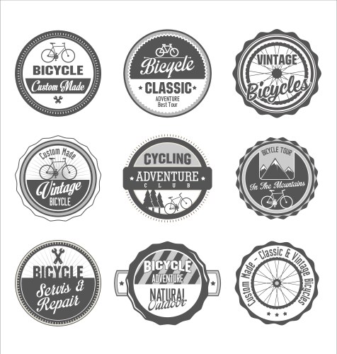 Bicycle shop emblems badges and labels Royalty Free Vector