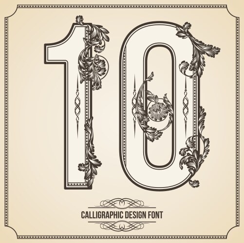 Calligraphic font number 8 Royalty Free Vector Image
