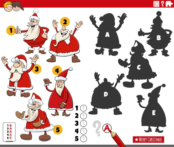 Educational shadow game with cartoon santa claus Vector Image