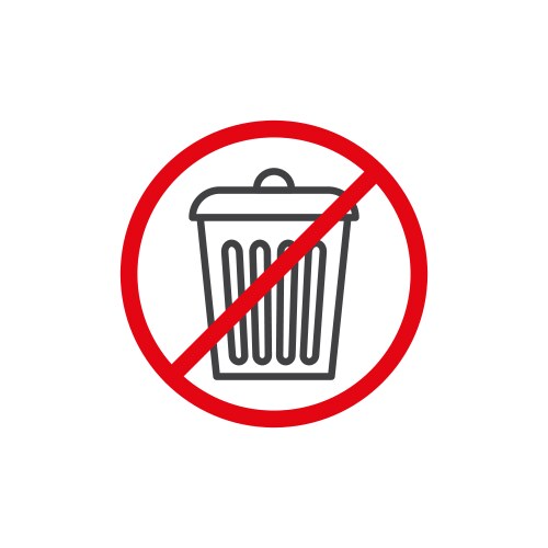 No trash sign icon set ban on littering Royalty Free Vector