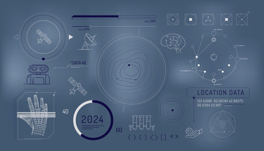 Set of infographic elements about satellite Vector Image