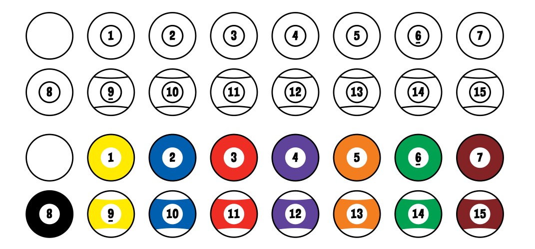 Billiard balls racked in triangle billiards Vector Image