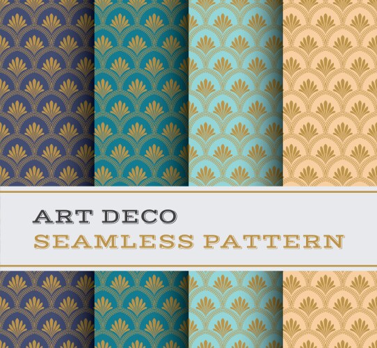 Art Deco Seamless Pattern - Gold & Blue – Royalty-Free Vector | VectorStock