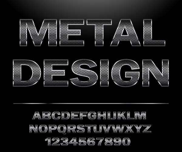 Metallic Silver Steel Font - Tech & Sport Vector Image
