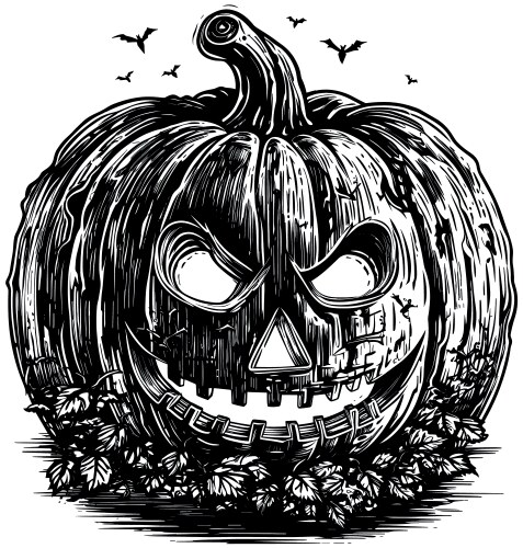 Creepy Linocut Jack-o'-Lantern Royalty Free Vector Image