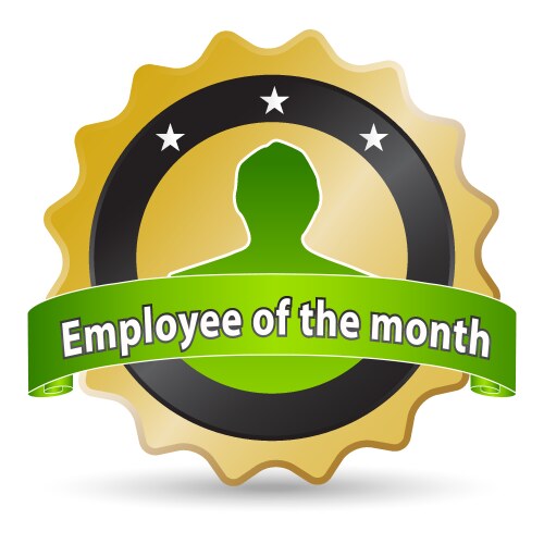 Employee month badge with cartoon Royalty Free Vector Image