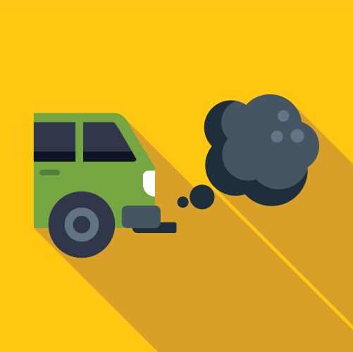 Yellow car emitting exhaust fumes air pollution Vector Image