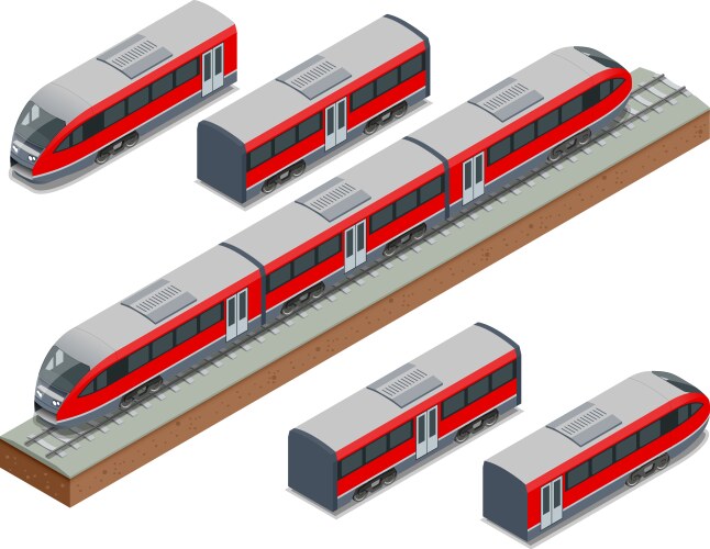 Isometric subway train Royalty Free Vector Image