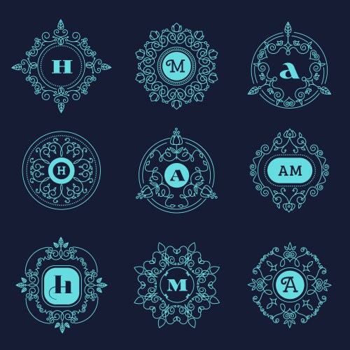 Monogram logo set Royalty Free Vector Image - VectorStock
