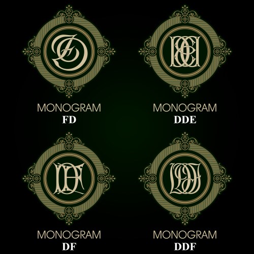 Vintage monograms - 4 sets series Royalty Free Vector Image