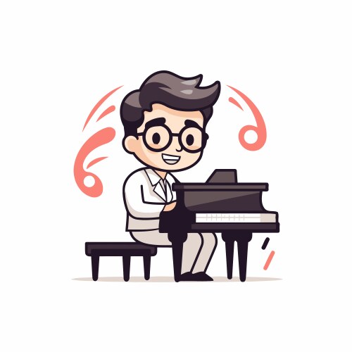 Pianist playing the piano in cartoon style Vector Image