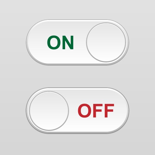On and off toggle switch buttons material design Vector Image