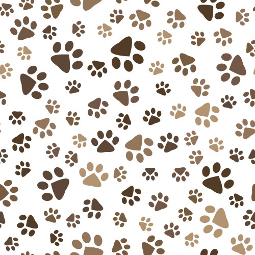 Seamless pattern with cute dogs and paw prints Vector Image