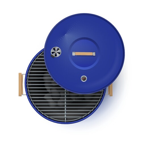 Round blue open barbecue grill top view realistic Vector Image