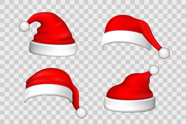 Santa hat on transparent background Royalty Free Vector
