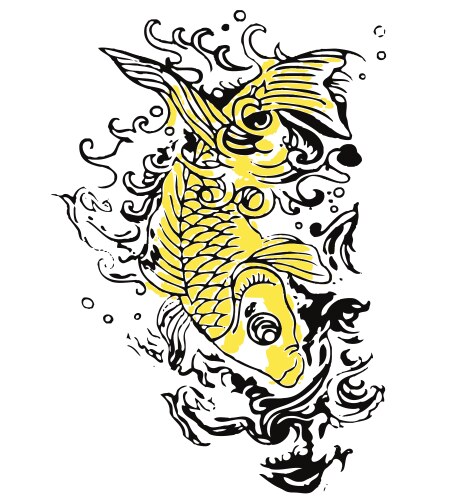 Vintage tattoo design koi fish Royalty Free Vector Image