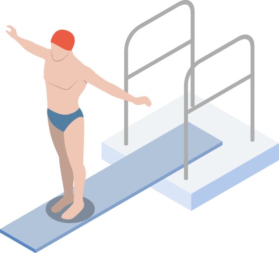 Synchronized springboard diving composition Vector Image