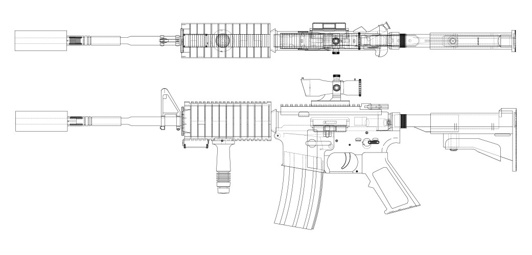 Semi automatic carbine army and police weapons Vector Image