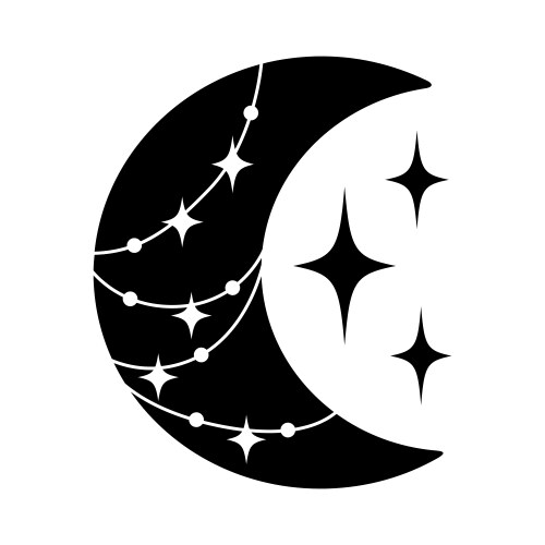 Celestial outline crescent moon with hands Vector Image