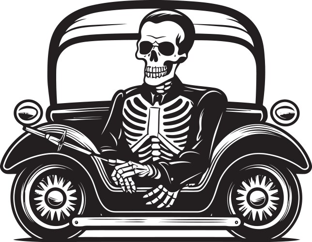 Ghostly Gear Skeleton Riding Car Logo Bone Burner Vector Image