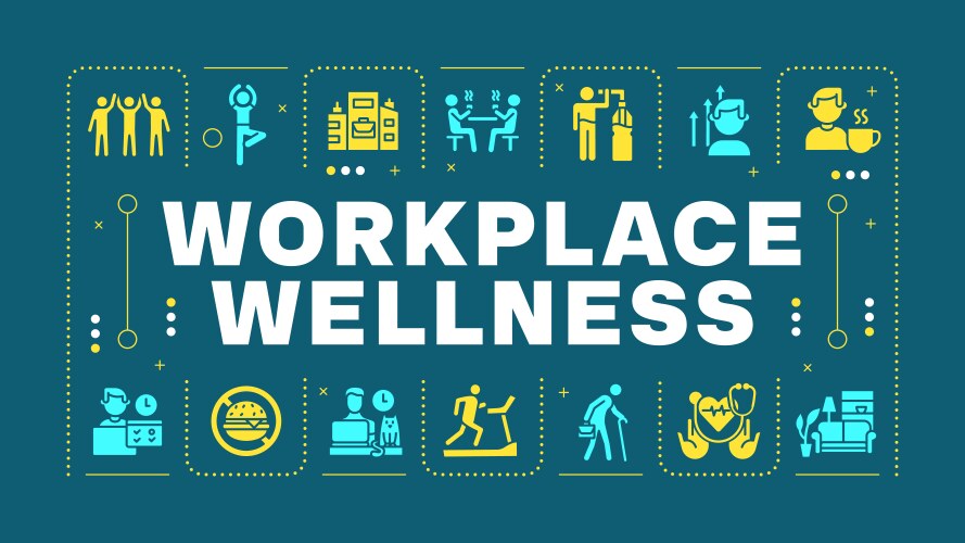 Workplace wellness blue word concept isolated Vector Image