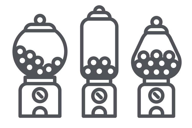 Gumball machine line icon set retro vending Vector Image