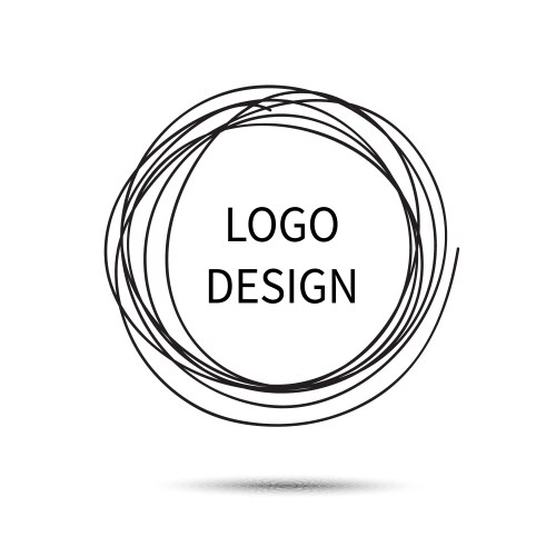 Hand drawn in pencil scribble circle logo design e