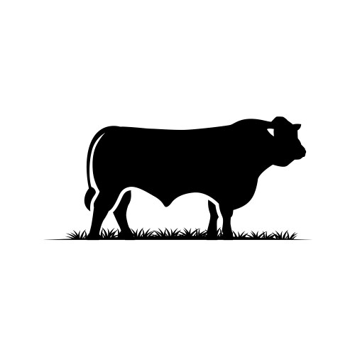 Angus cow cattle beef grass silhouette Royalty Free Vector