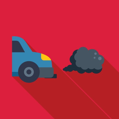 Car emitting smoke pollution icon showing Vector Image
