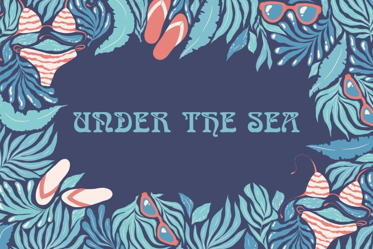 Poster with abstract exotic plants beach Vector Image