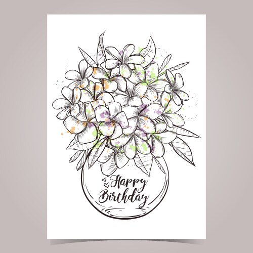 Sketch - card with flowers Royalty Free Vector Image