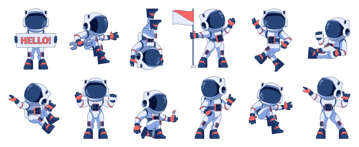Cute animal cartoon characters as astronauts Vector Image