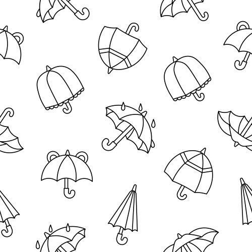 Open and closed umbrella coloring page Royalty Free Vector