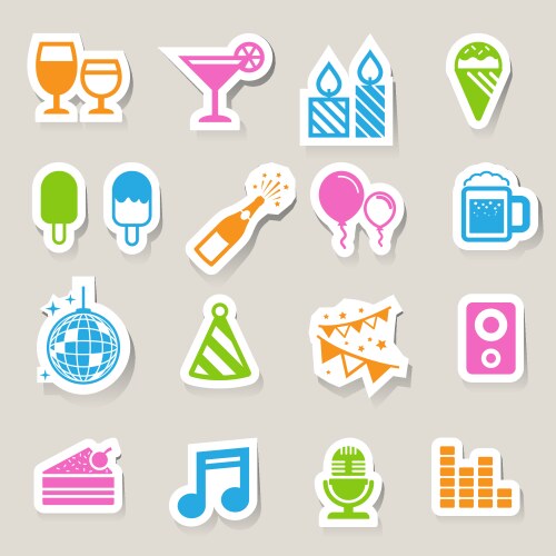 Celebrations and event stickers Royalty Free Vector Image