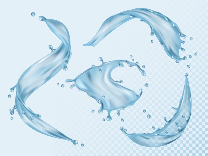 Set water splashes and flows Royalty Free Vector Image