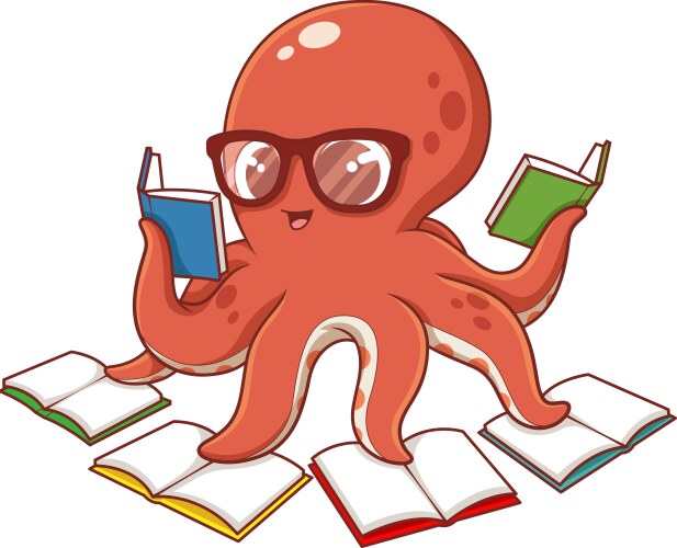 Octopus Reading Vector Images (over 130)