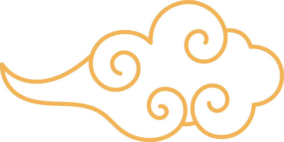 Traditional asian fluffy rounded cloud silhouette Vector Image