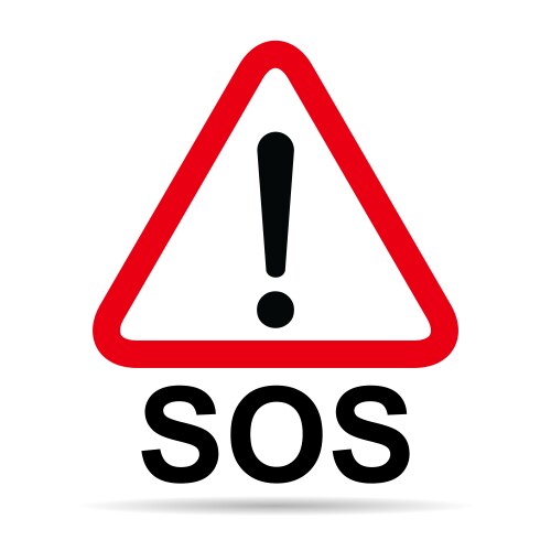 Sos help shadow icon safety support alert design Vector Image