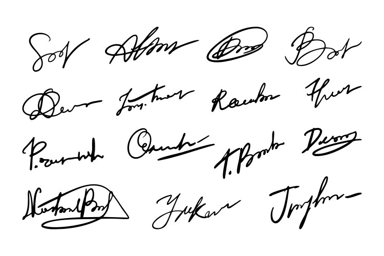 Handwritten personal signatures set Royalty Free Vector Handwritten personal signatures set Royalty Free Vector