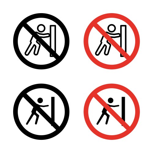 Do not push sign icon set red warning circle Vector Image
