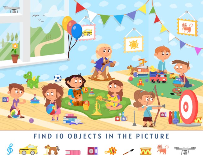 Hungry thief find 10 hidden objects Royalty Free Vector